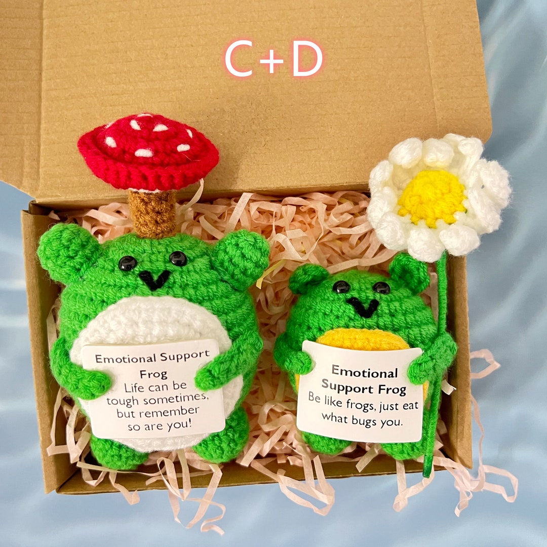 Cute Crochet Custom Positive Frog,handmade Crochet Animals,cute Desk ...