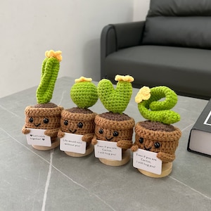 4PCS LOVE Crochet Cactus Plant,emotional Support Plant,mother's Day ...