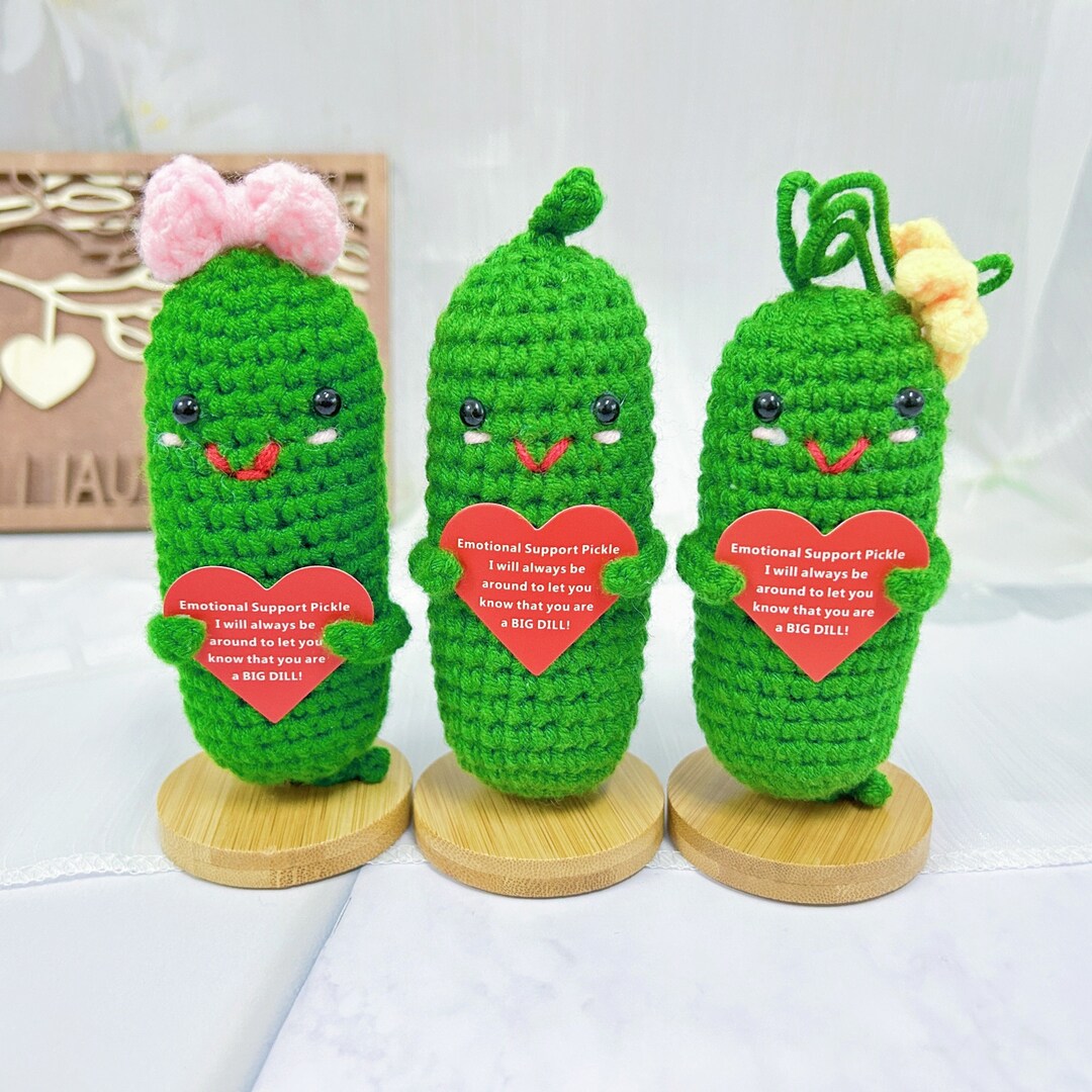 Emotional Support Pickle,handmade Crochet Pickle With Red Heart Sign ...