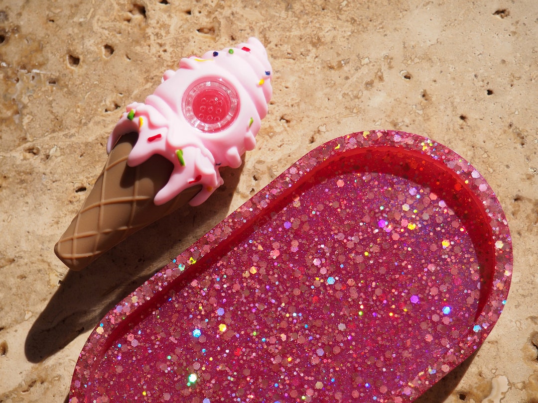 Ice - Cream Pipe & Resin Tray Set | Holographic Glitter Pink Purple ...