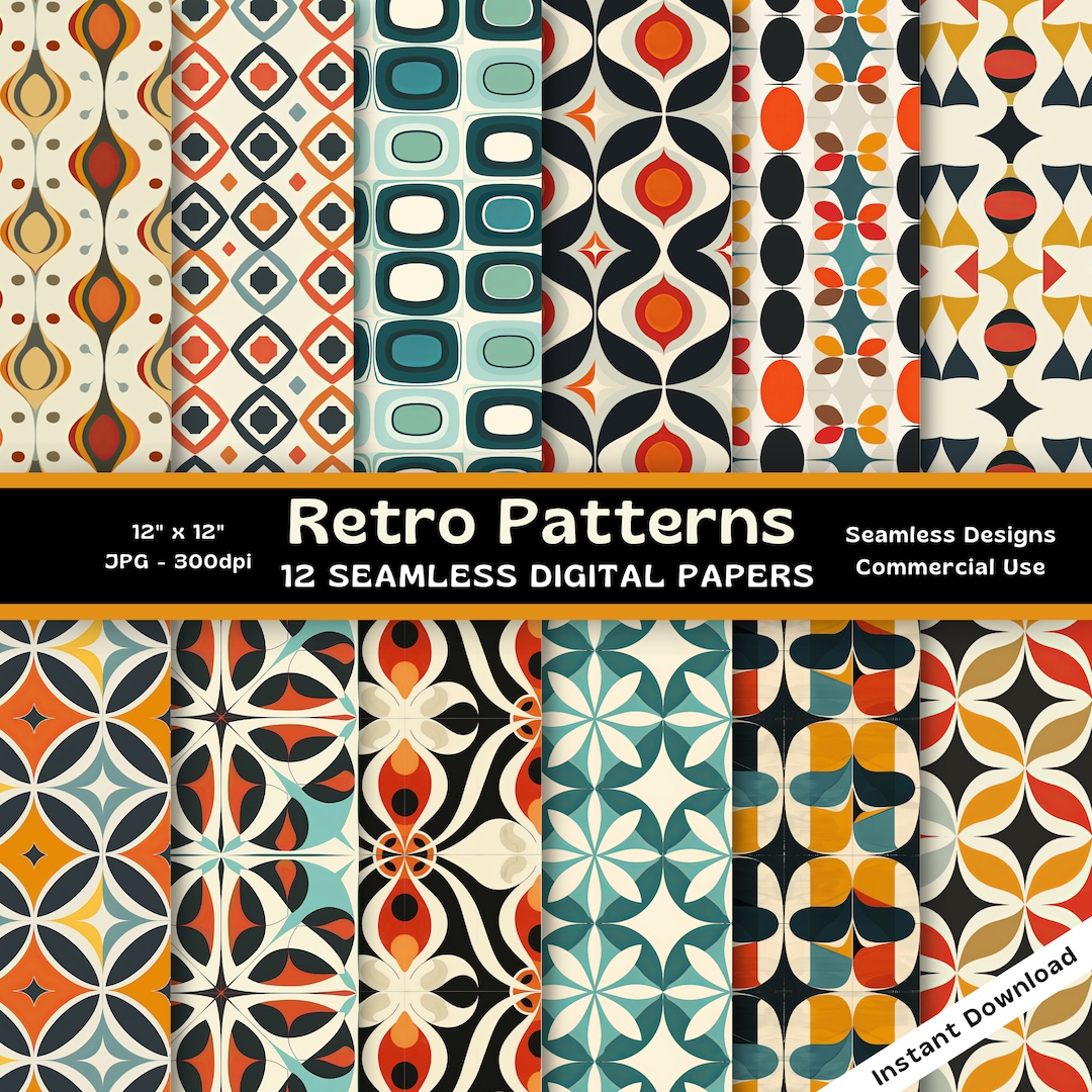 Retro Seamless Digital Paper | Commercial Use | High-resolution | 300 ...