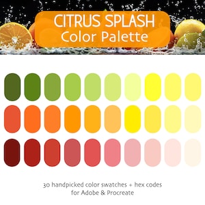 Citrus Splash Digital Color Palette: 30 Hues for Procreate & Adobe ...