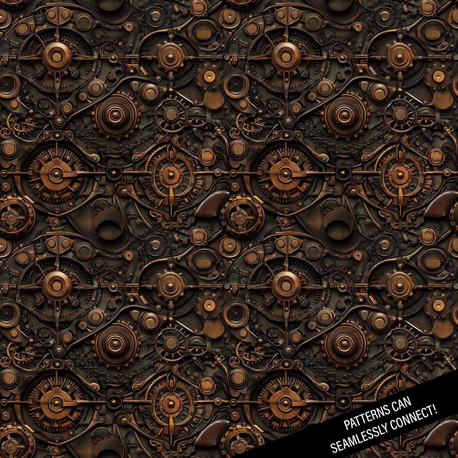 Steampunk Digital Paper: Seamless Vintage Victorian Brass Cogs and ...