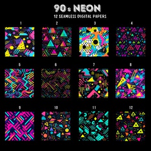 90s Neon Seamless Digital Paper | Commercial Use | High-resolution ...