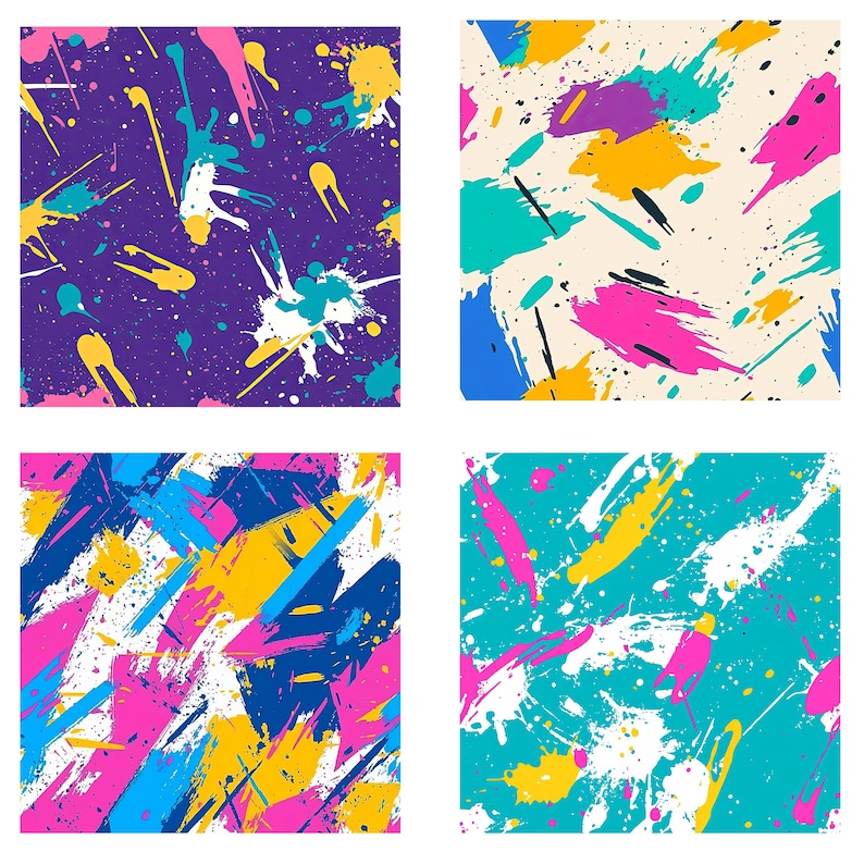80s Paint Splatter Seamless Digital Paper | Commercial Use | High ...