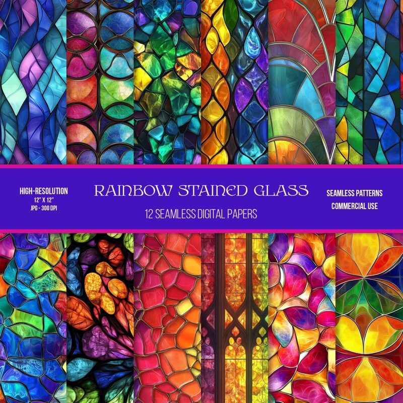 Rainbow Stained Glass - Etsy