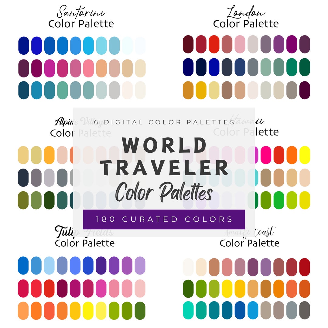 Bundle - World Traveler Procreate & Adobe Digital Color Palette Instant ...