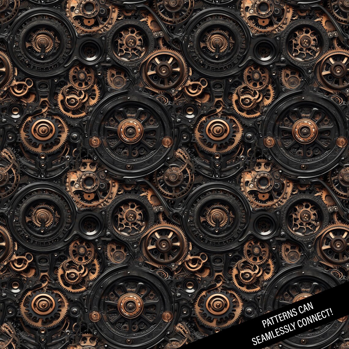 Steampunk Digital Paper: Seamless Vintage Victorian Brass Cogs and ...