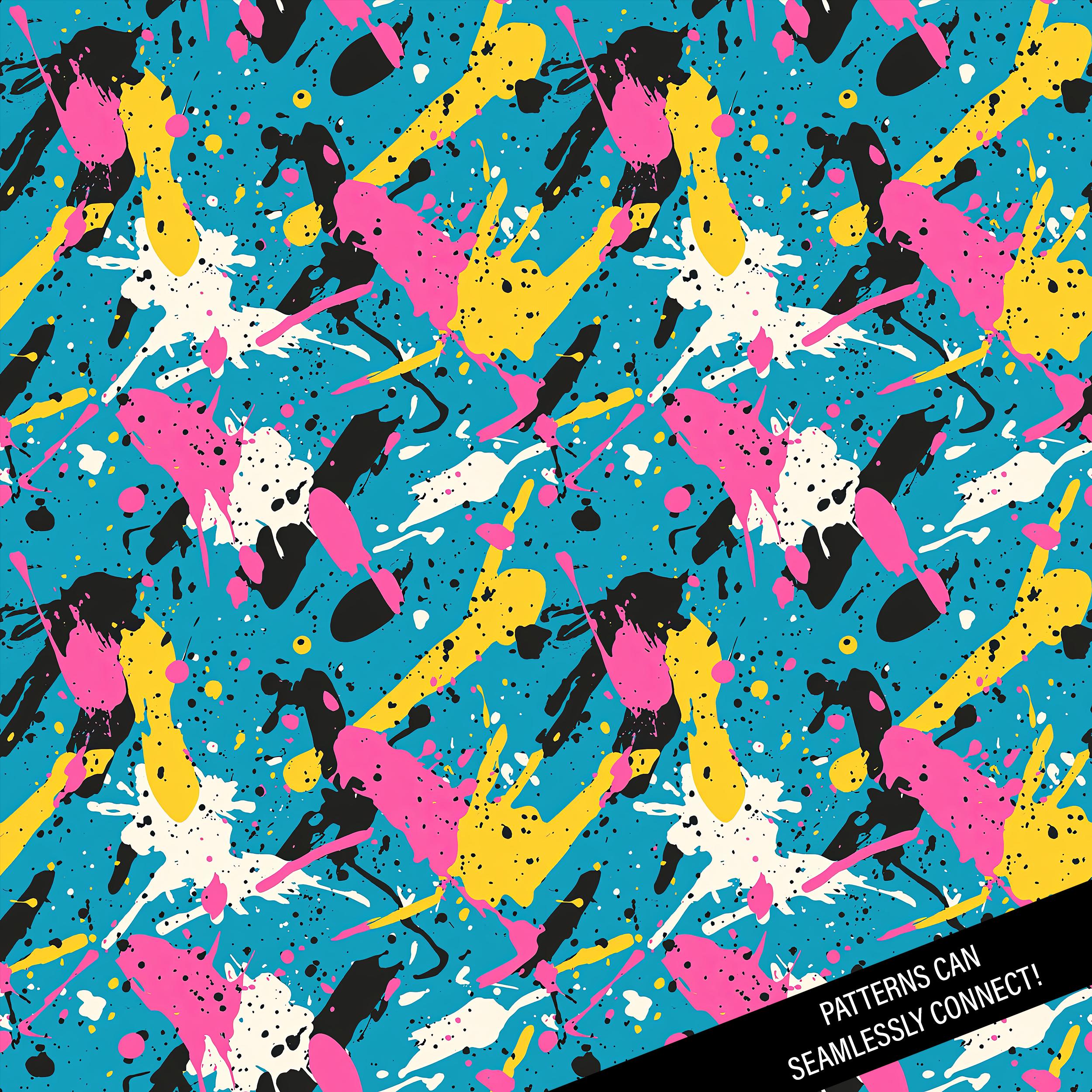 80s Paint Splatter Seamless Digital Paper | Commercial Use | High ...