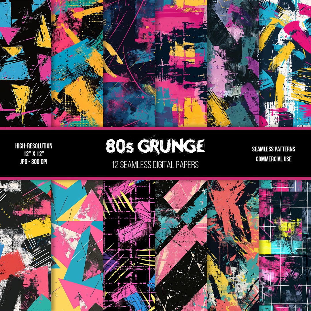 80s Grunge Seamless Digital Paper | Commercial Use | High-resolution ...