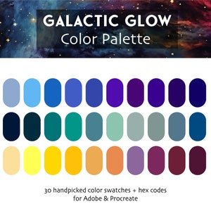 Galactic Glow Procreate & Adobe Digital Color Palette | Instant ...