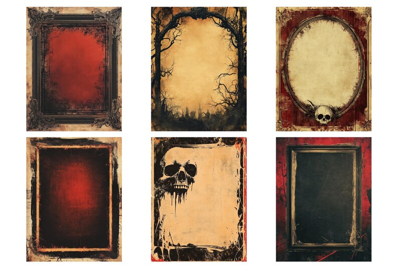 Horror Frames Digital Paper: Halloween Borders (8.5"x11" JPG Digital ...