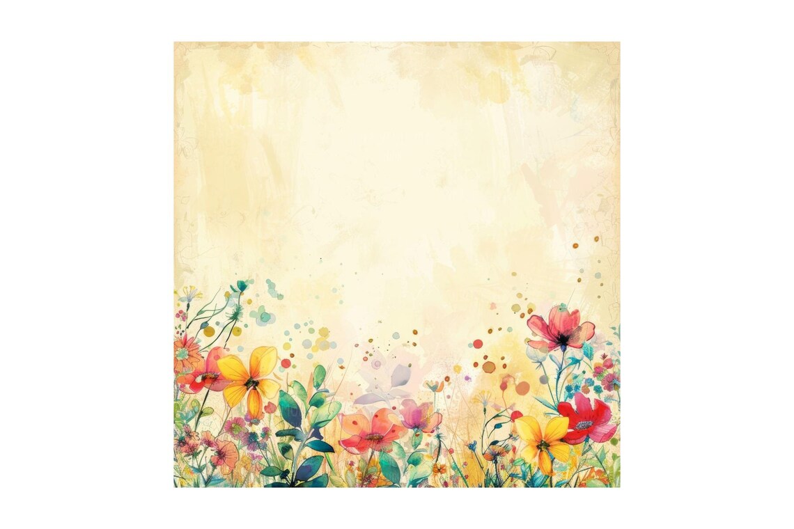Watercolor Floral Edges Digital Paper: Vintage Borders (digital ...