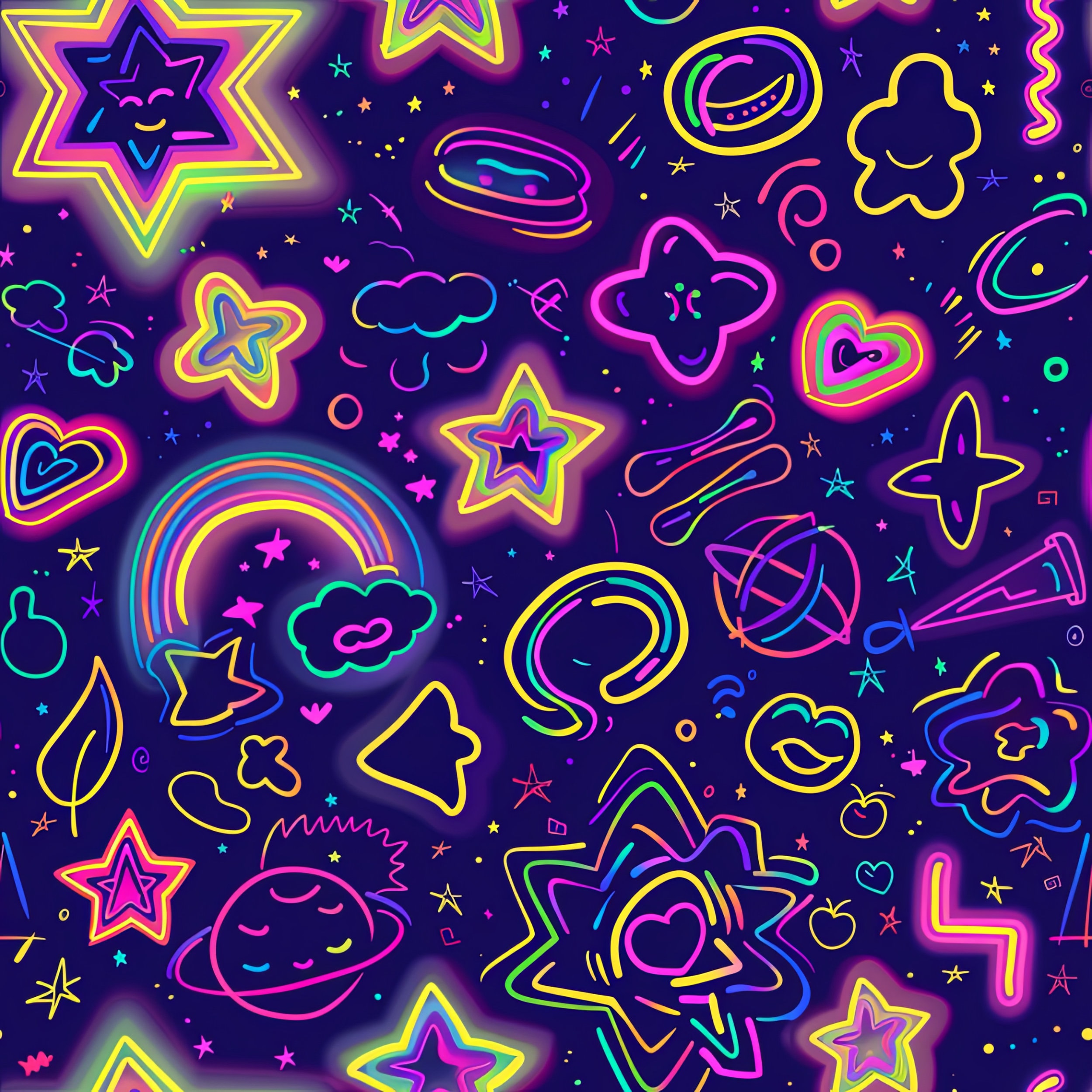 90s Neon Glow Seamless Digital Paper Commercial Use High-resolution 300 ...