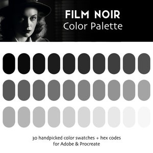 Film Noir Black and White Procreate & Adobe Digital Color Palette ...