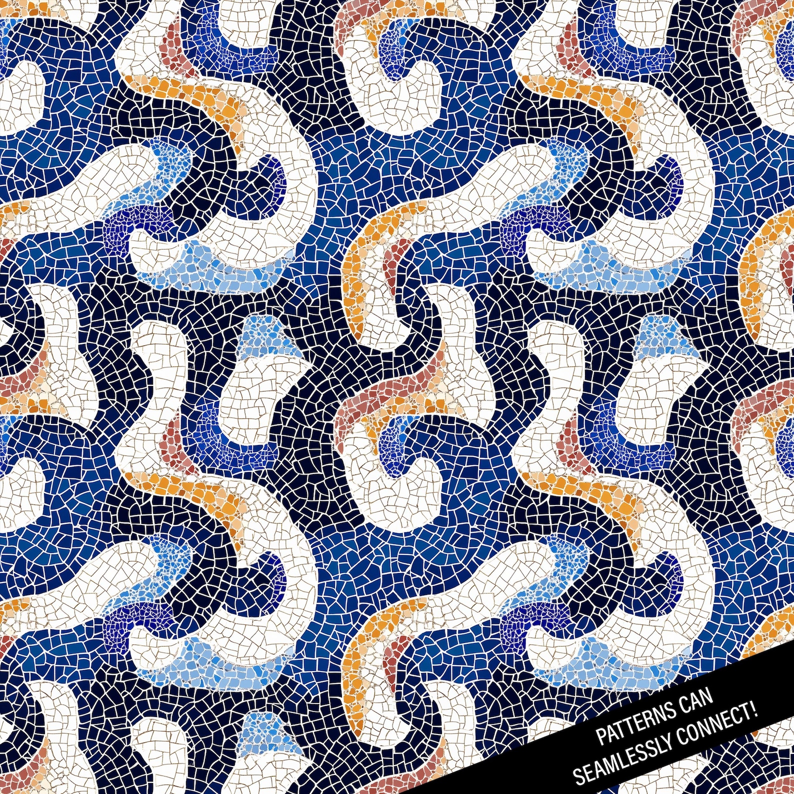 Gaudi-inspired Mosaic Tiles Digital Paper: Spanish Art Seamless ...
