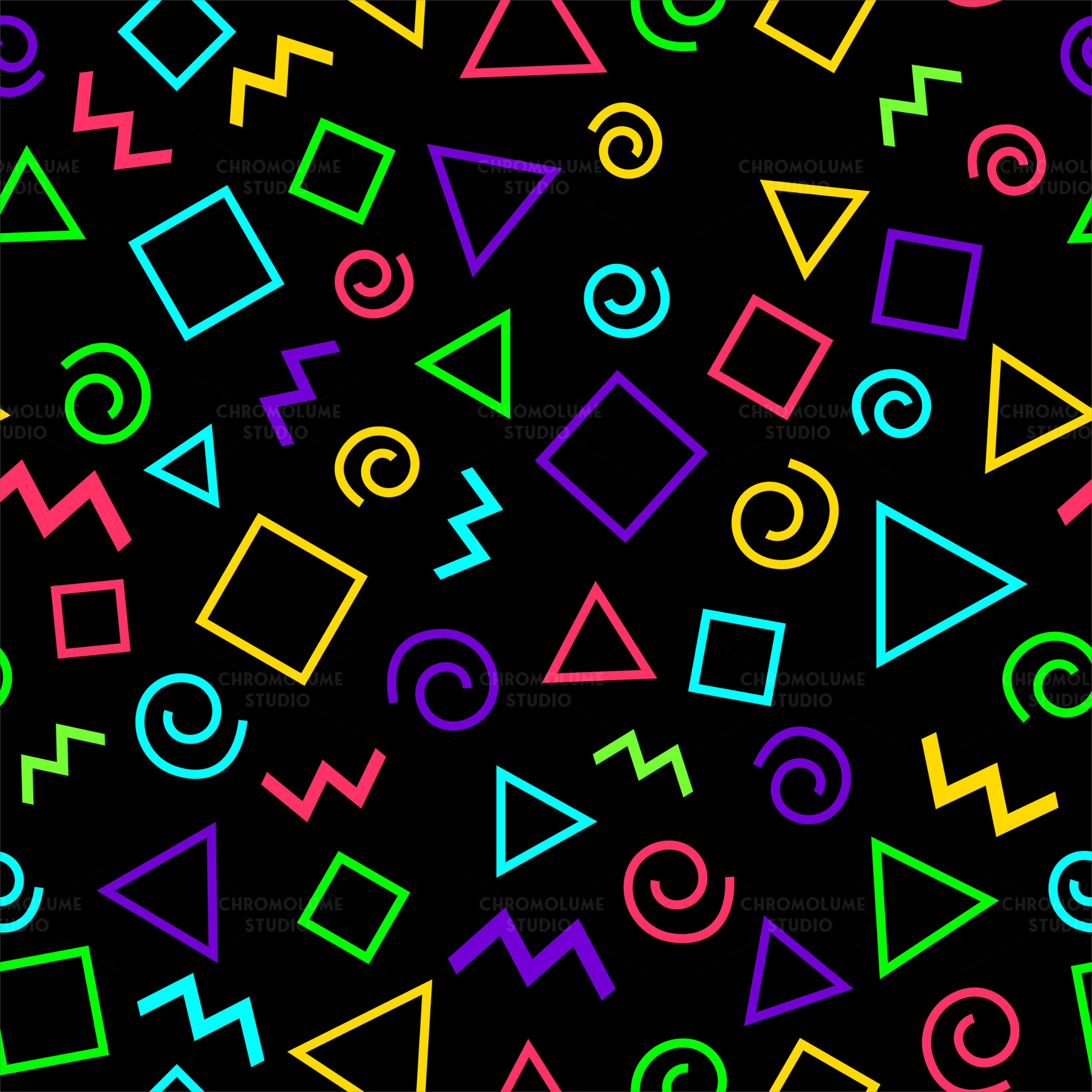 90s Neon Shapes Seamless Digital Paper | Commercial Use | High ...