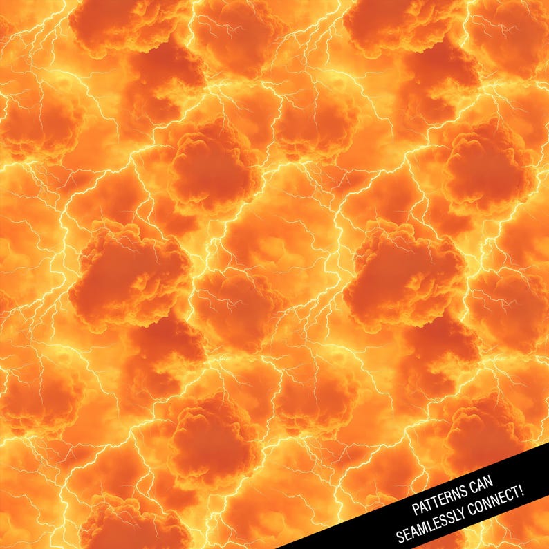Lightning Digital Paper: Seamless Bright Colors, Night Sky (digital ...