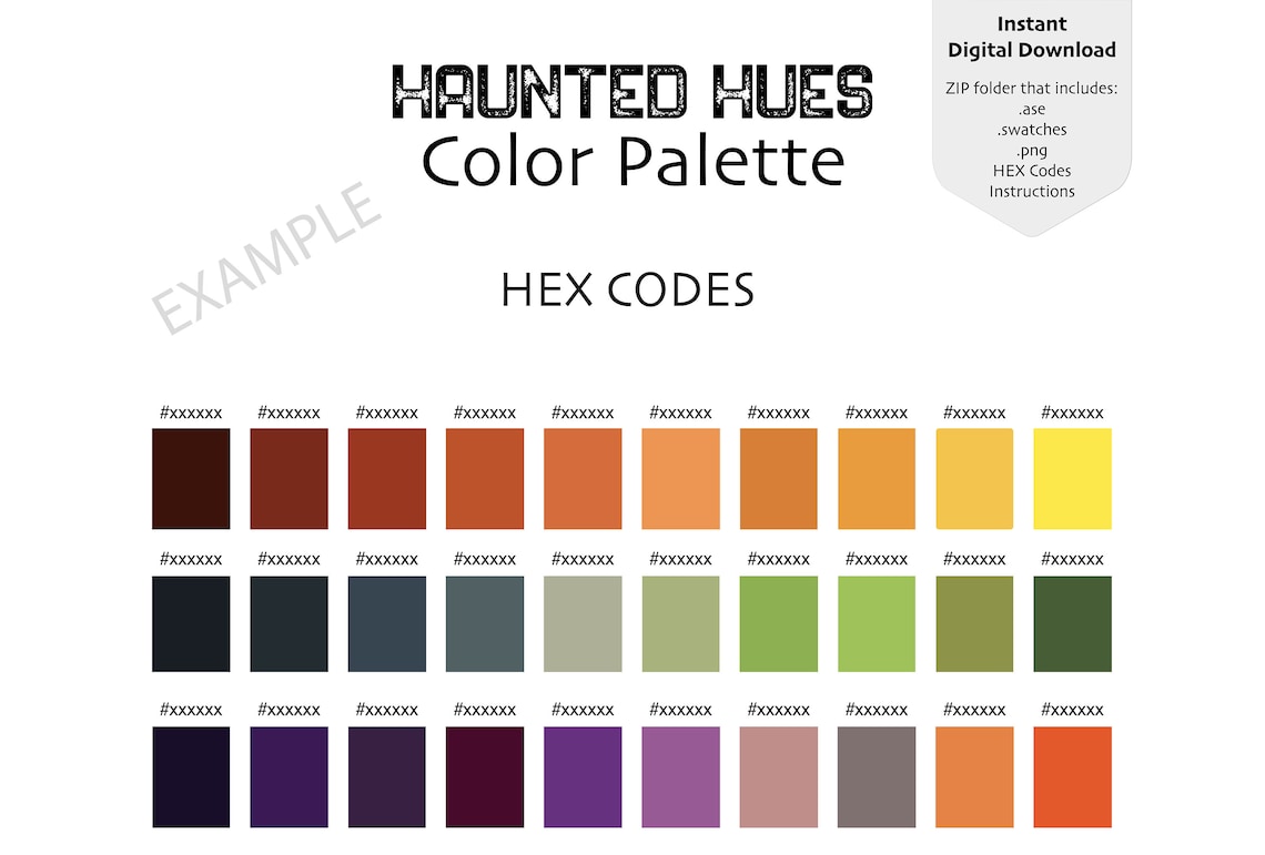 Haunted Hues Procreate & Adobe Digital Color Palette | Instant Download ...