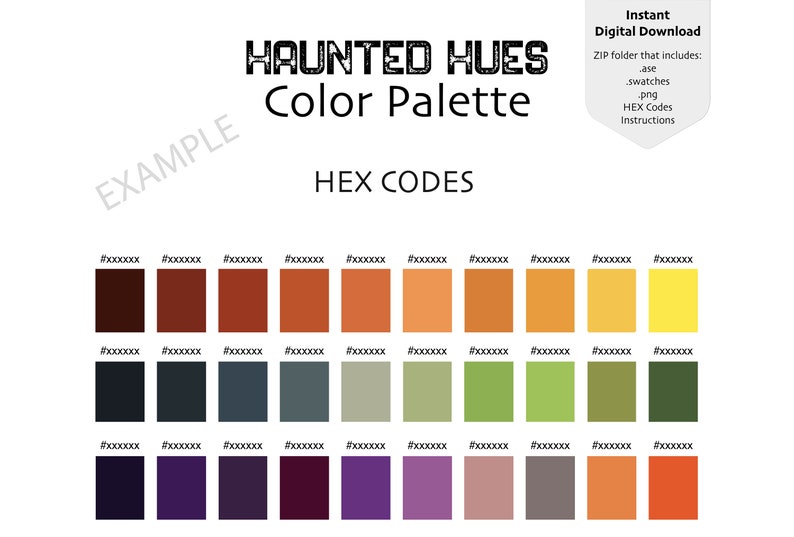 Haunted Hues Procreate & Adobe Digital Color Palette | Instant Download ...