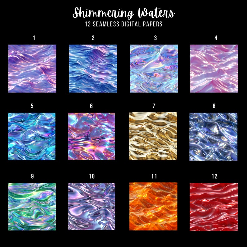 Shimmering Waters Digital Paper: Seamless Pearlescent Patterns (digital ...