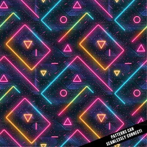 80s Neon Lights Seamless Digital Paper | Commercial Use | High ...