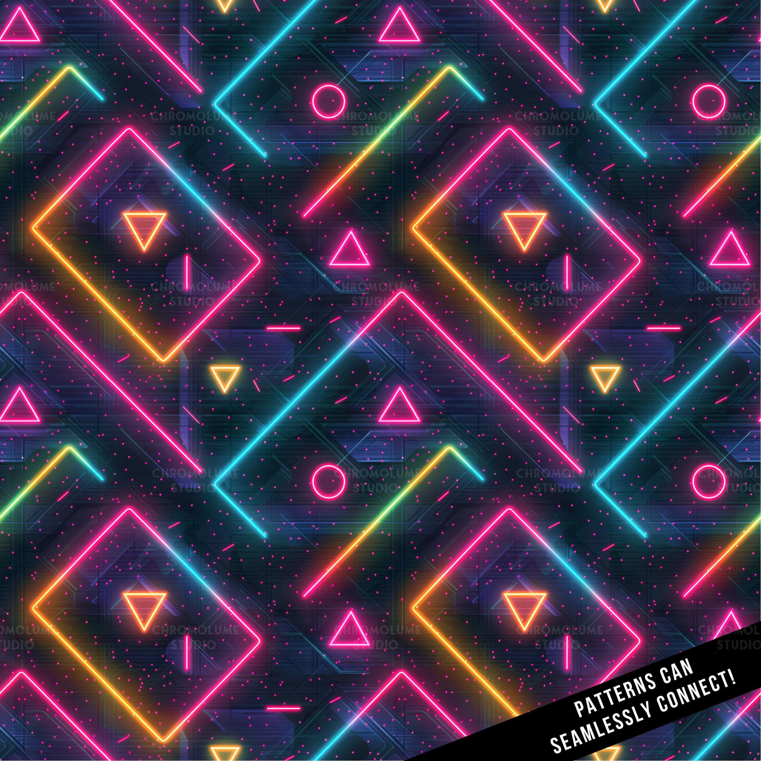 80s Neon Lights Seamless Digital Paper Commercial Use High-resolution ...