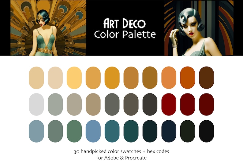 1920s Art Deco Procreate & Adobe Digital Color Palette - Etsy Canada