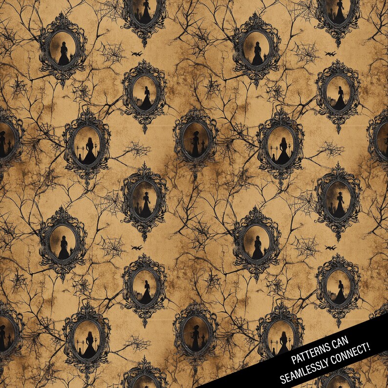 Gothic Halloween Seamless Digital Paper | Commercial Use | JPG | Bats ...