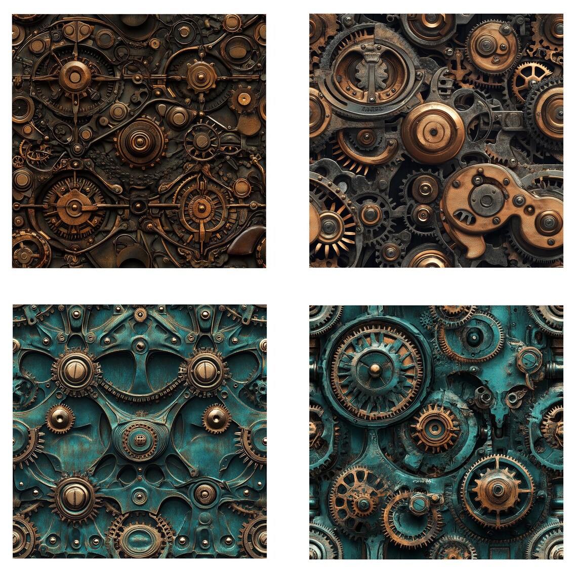 Steampunk Digital Paper: Seamless Vintage Victorian Brass Cogs and ...
