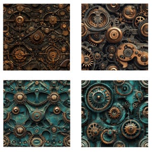 Steampunk Digital Paper: Seamless Vintage Victorian Brass Cogs and ...