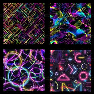 90s Neon Glow Seamless Digital Paper | Commercial Use | High-resolution ...