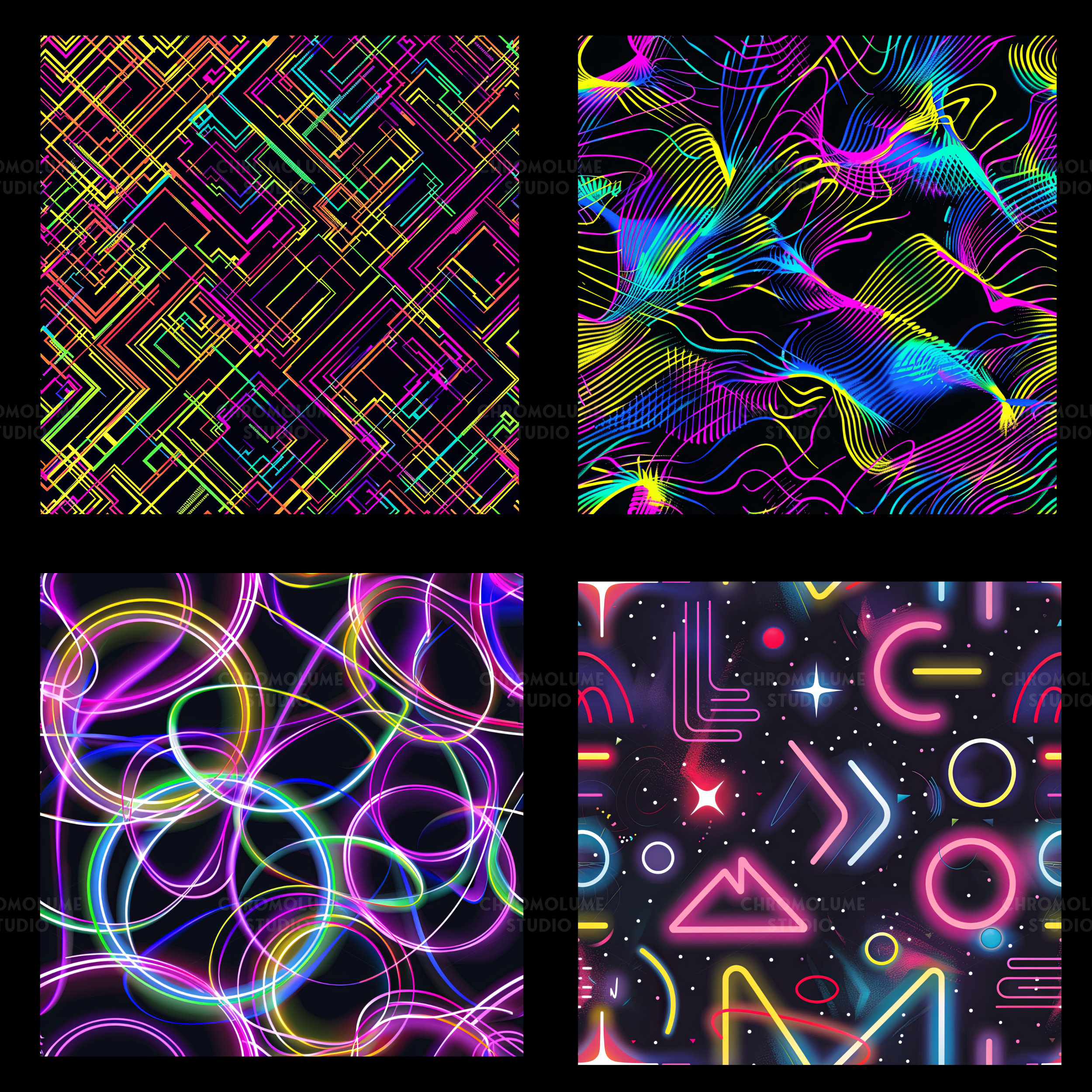 90s Neon Glow Seamless Digital Paper Commercial Use High-resolution 300 ...