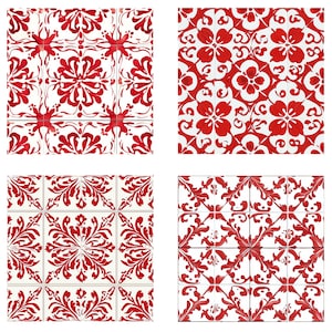 Red Italian Tile Digital Paper: Seamless Mediterranean Patterns (JPG ...