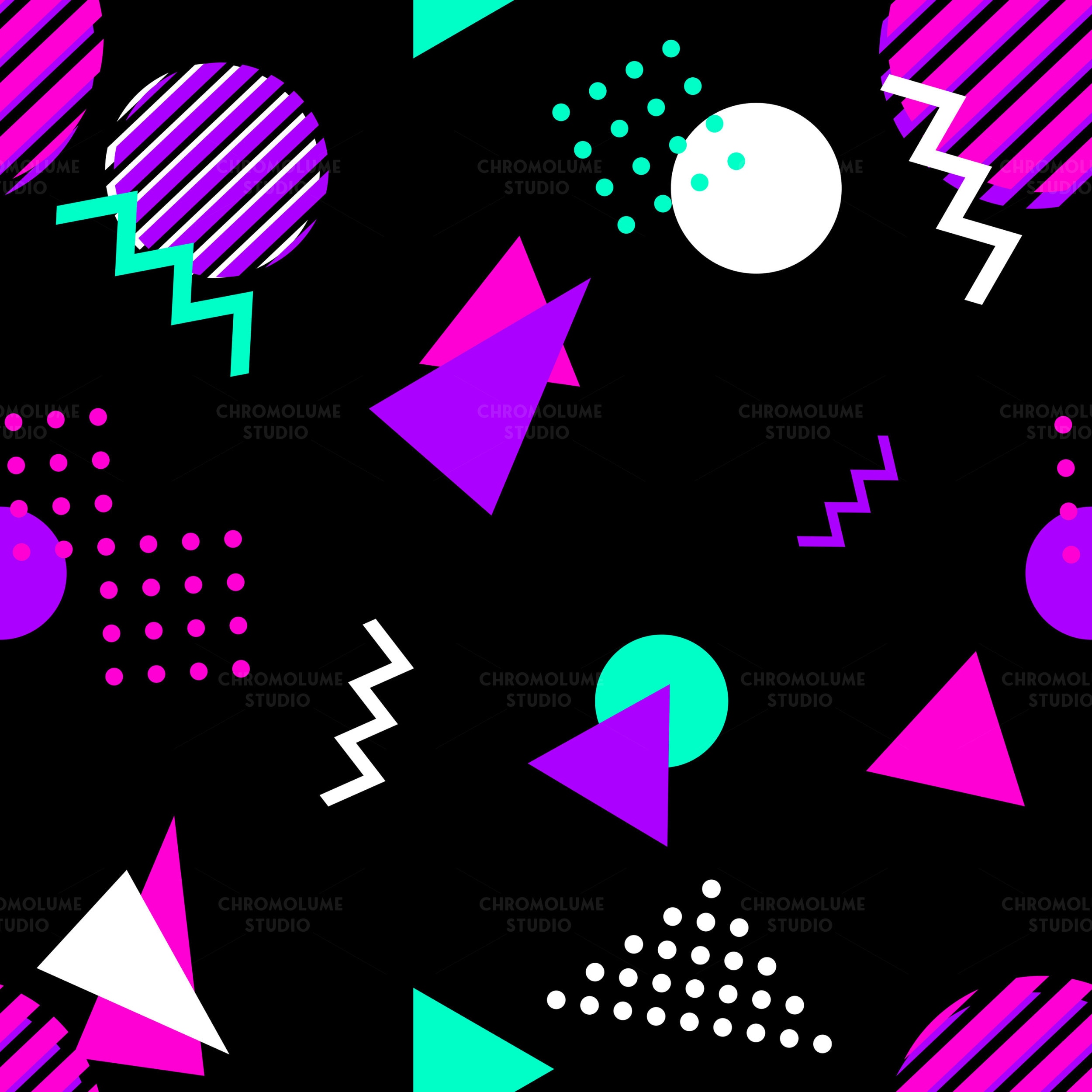 90s Neon Shapes Seamless Digital Paper | Commercial Use | High ...