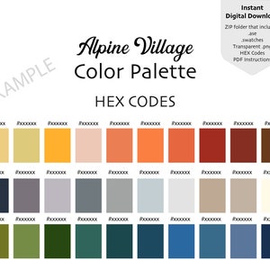 Alpine Village Digital Color Palette: 30 Hues for Procreate & Adobe ...