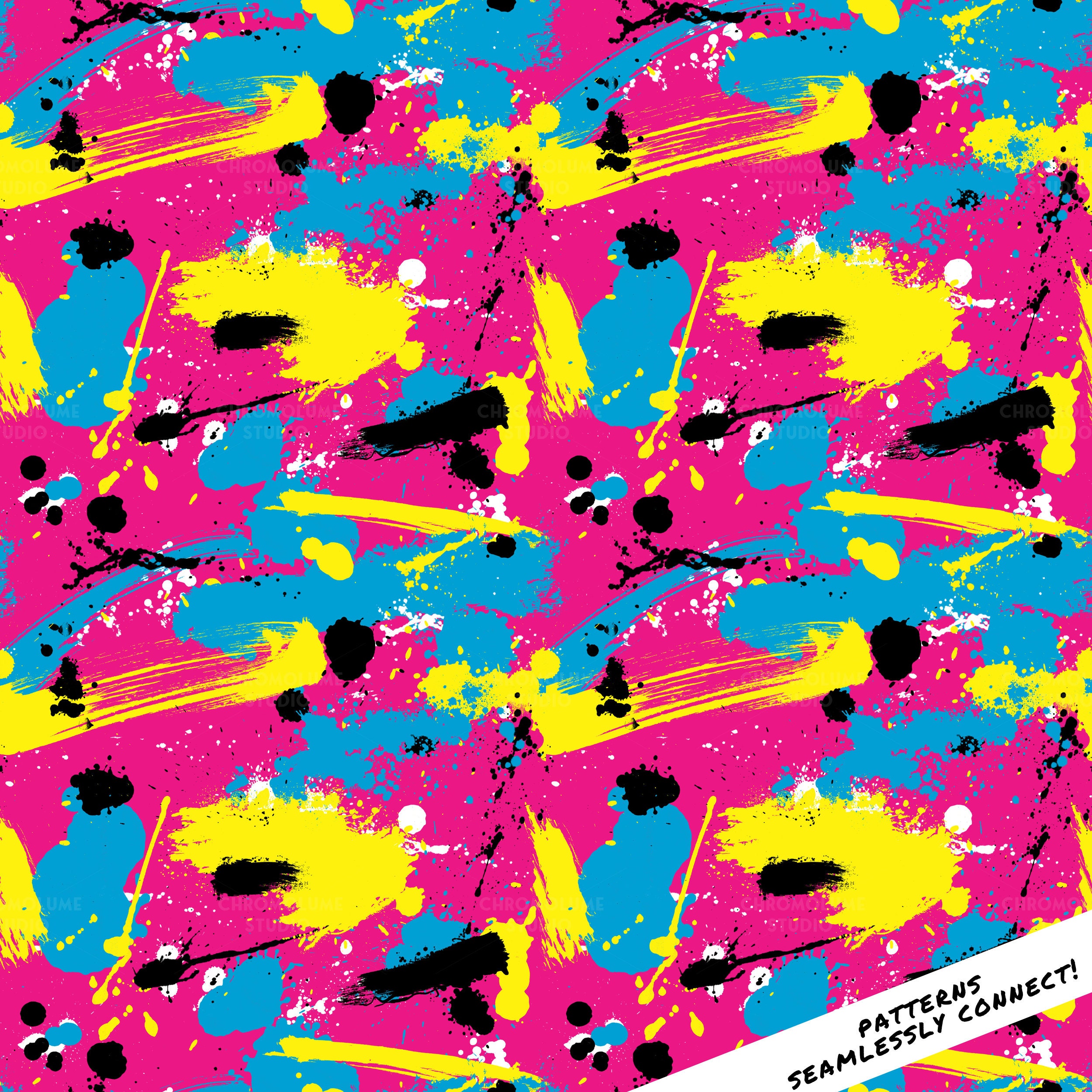 90s Remix: Abstract Splatter Art Seamless Digital Paper | Commercial ...