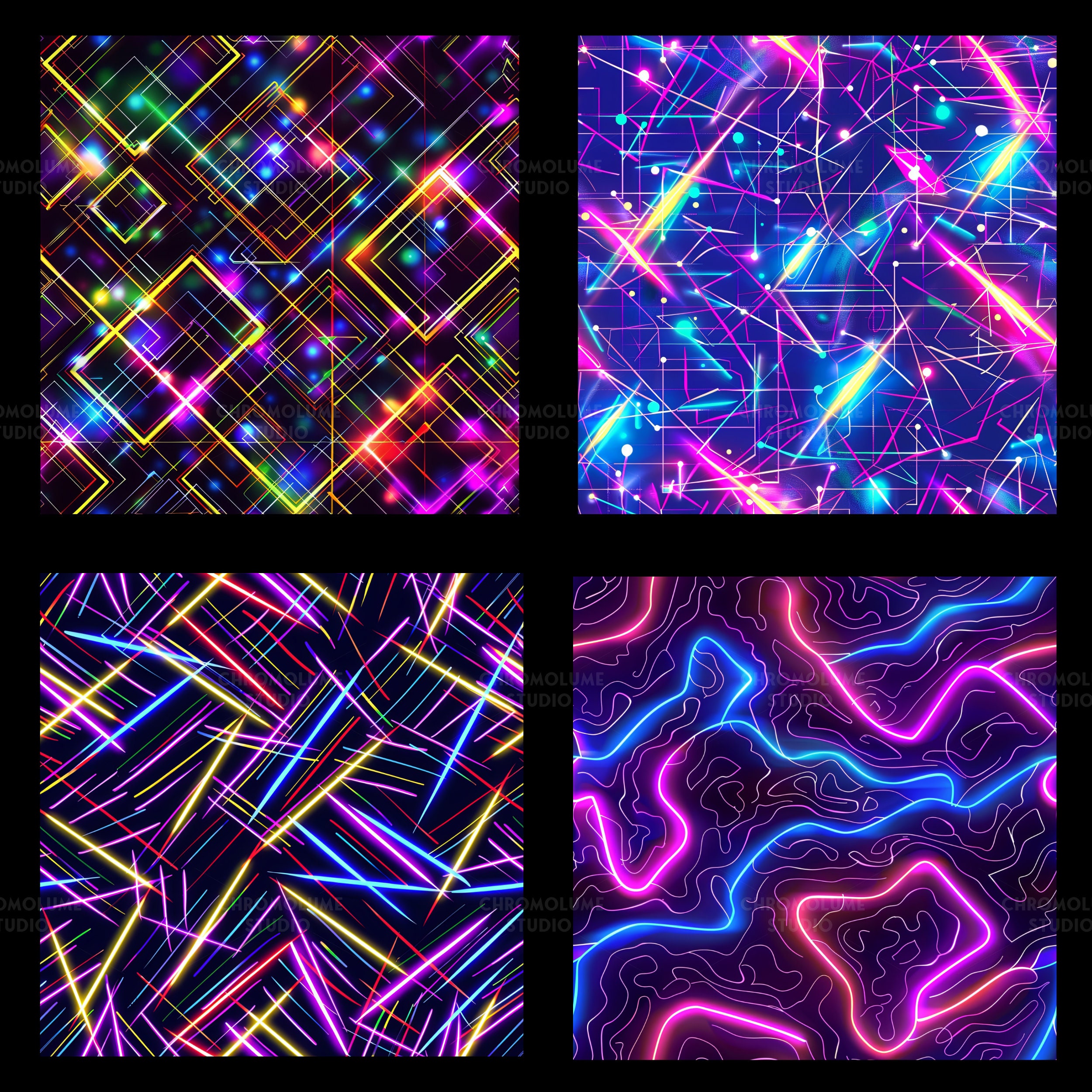 90s Neon Glow Seamless Digital Paper | Commercial Use | High-resolution ...