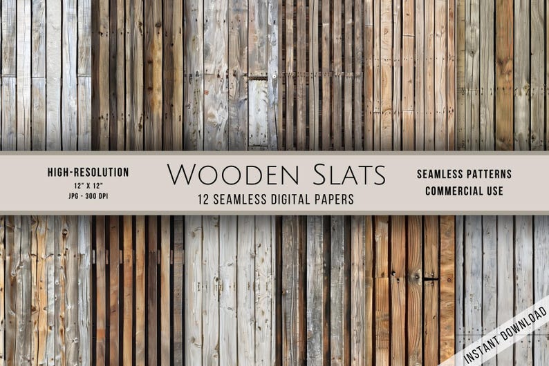 Wooden Slats Seamless Digital Paper | Commercial Use | High-resolution ...