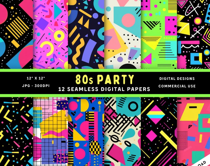 90s Neon Glow Seamless Digital Paper | Commercial Use | High-resolution ...
