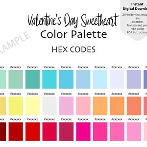 Valentine's Day Sweetheart Procreate & Adobe Digital Color Palette ...