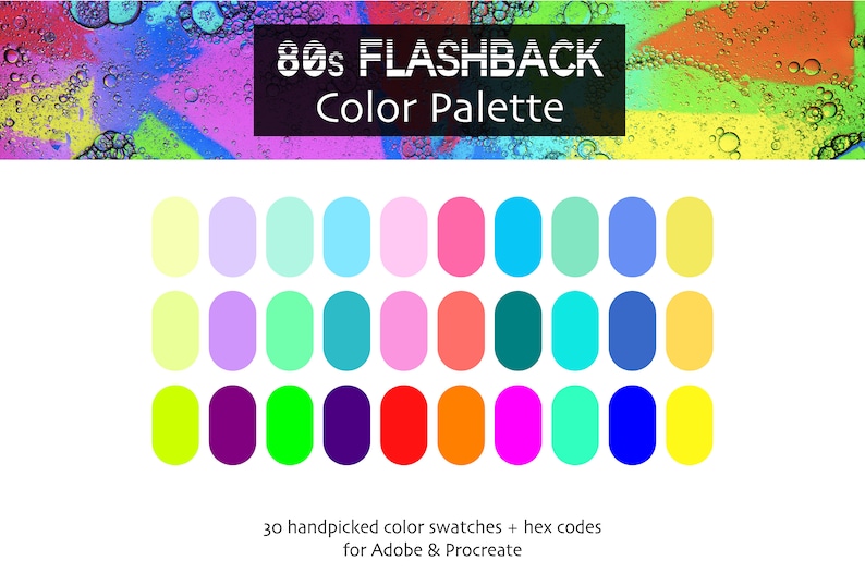 80s Flashback Procreate & Adobe Digital Color Palette Instant Download ...