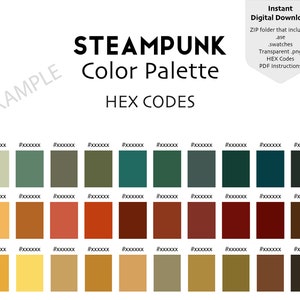 Steampunk Digital Color Palette: 30 Vintage Hues for Procreate & Adobe ...