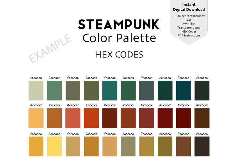 Steampunk Procreate & Adobe Digital Color Palette | Instant Download ...