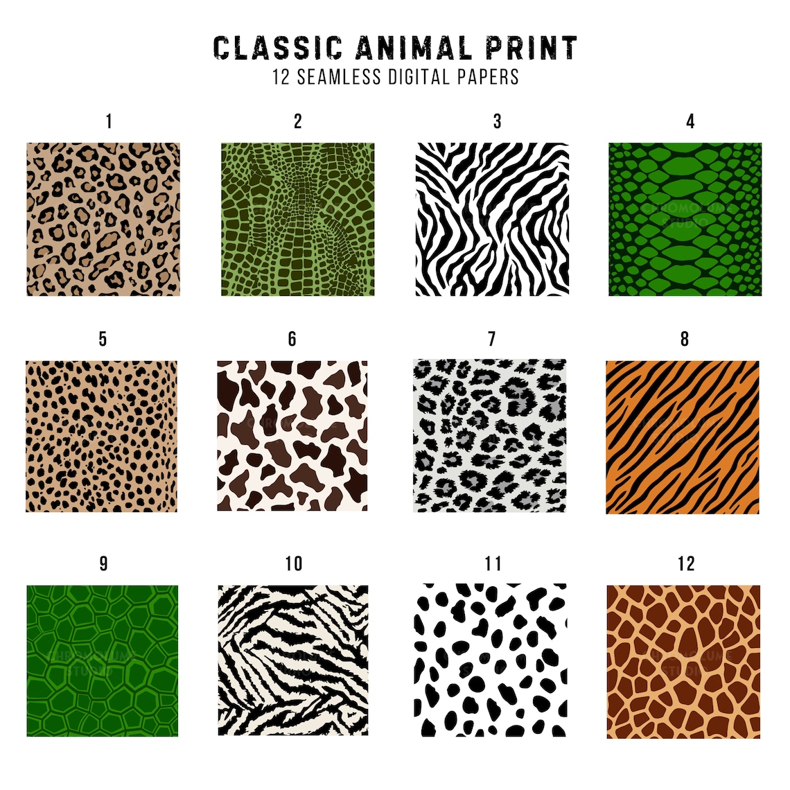 Safari Animal Print Digital Paper: Seamless Classic Patterns (digital ...