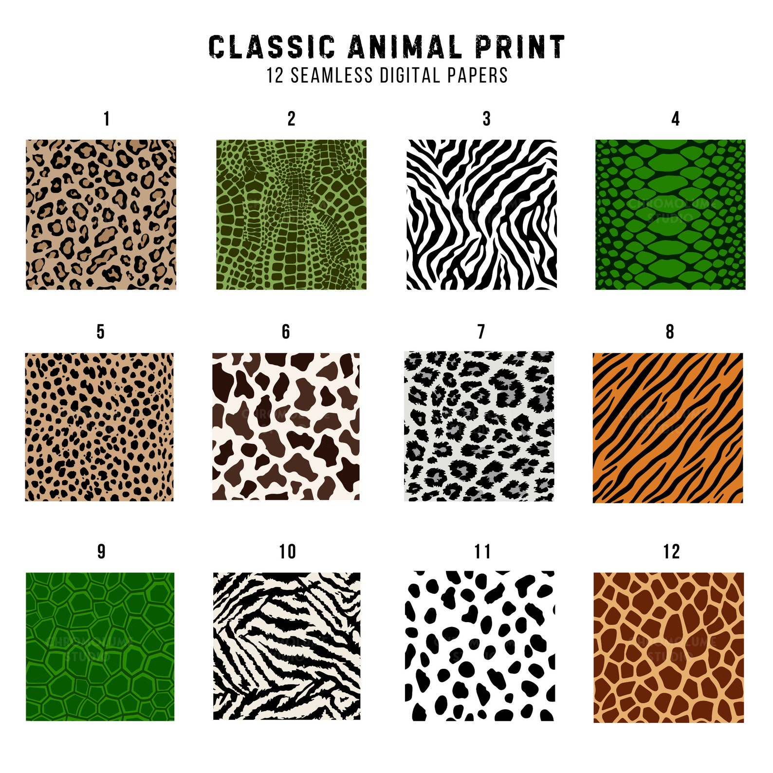 Safari Animal Print Digital Paper: Seamless Classic Patterns (digital ...