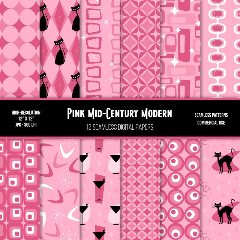 Atomic Wallpaper Pink - Etsy