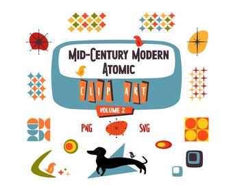 Retro Atomic Mid Century Modern SVG Clipart Bundle (digital Download ...