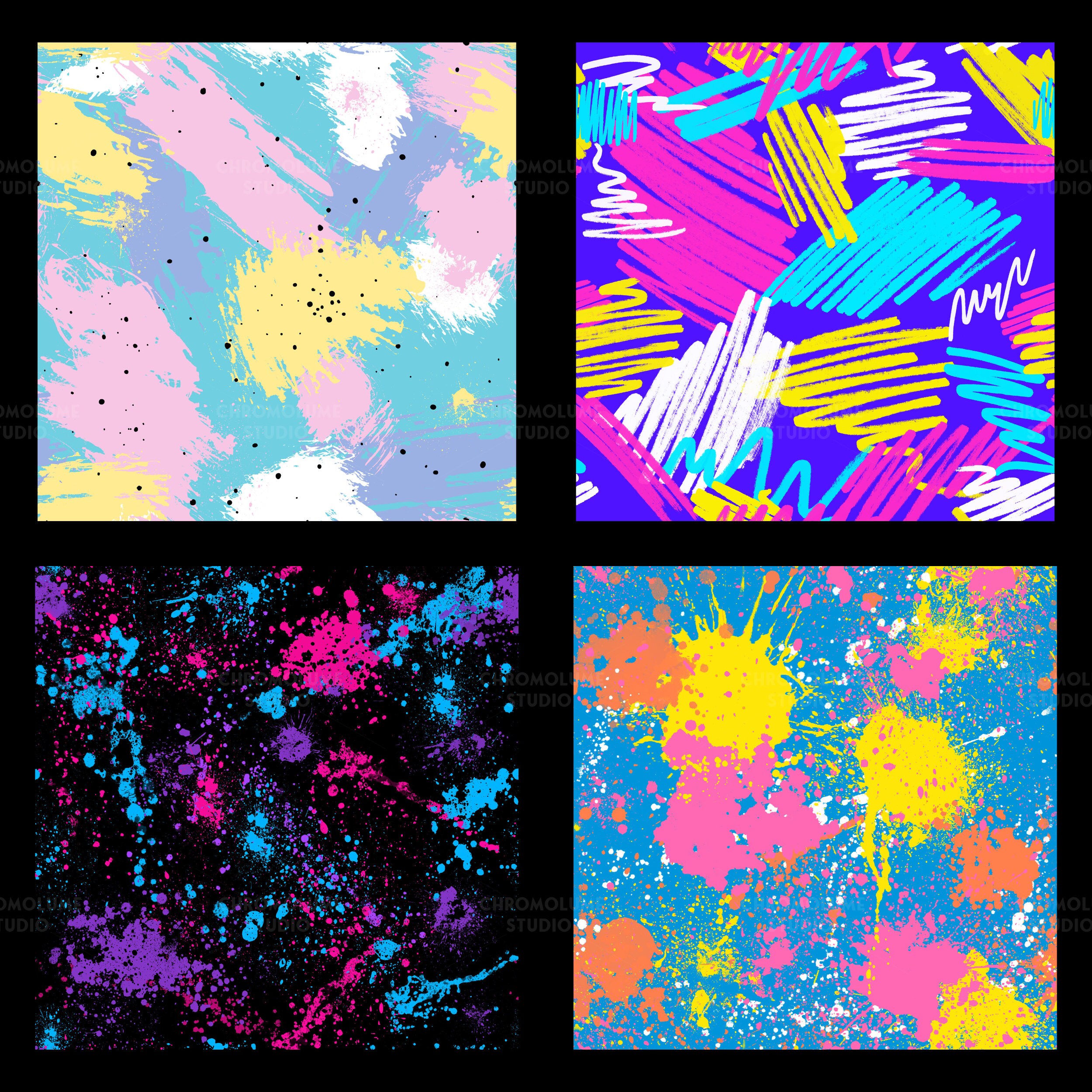 90s Abstract Paint Splatter Seamless Digital Paper | Commercial Use ...