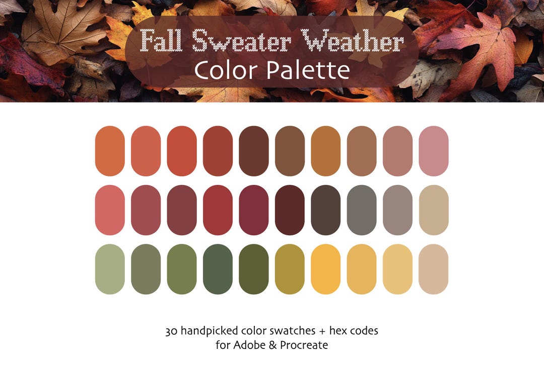 Fall Sweater Weather Procreate & Adobe Digital Color Palette | Instant ...